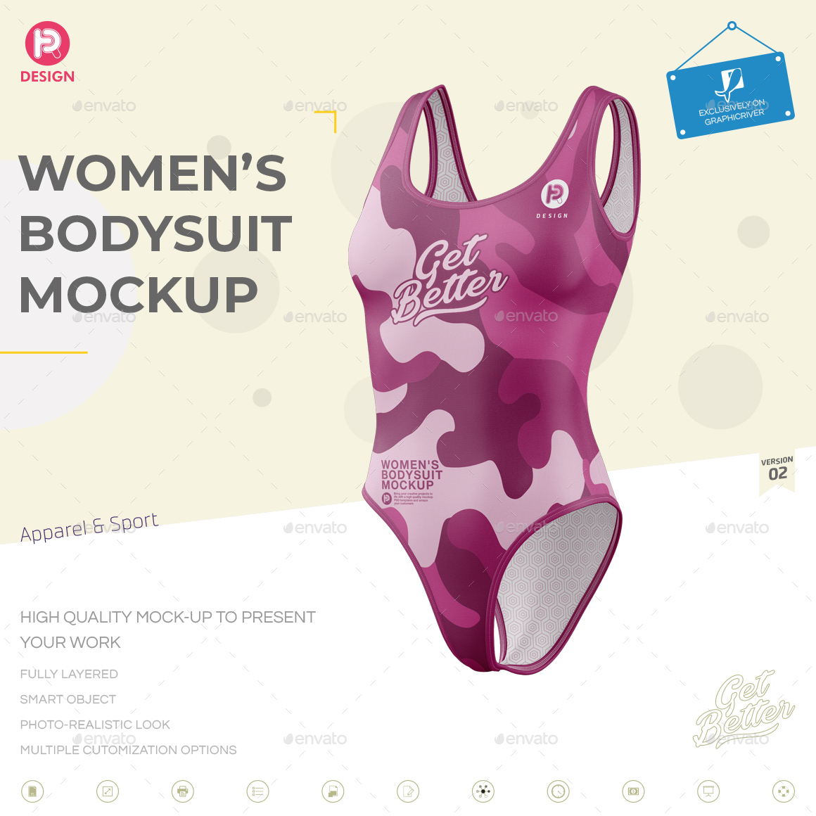 Women's Bodysuit Mockup V2, Graphics | GraphicRiver