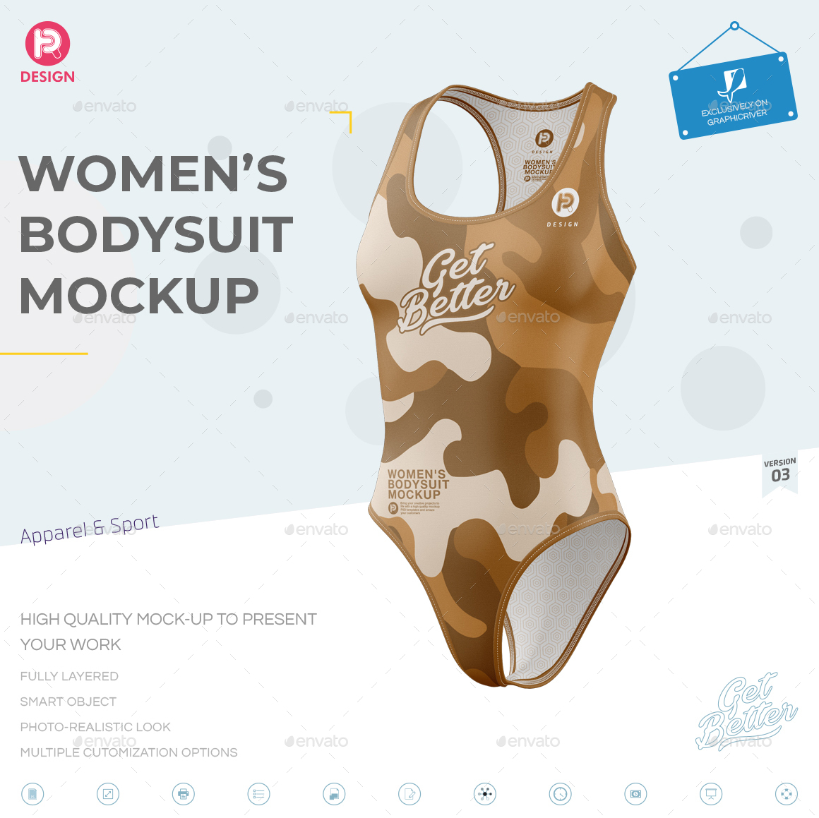 Women's Bodysuit Mockup V3, Graphics | GraphicRiver