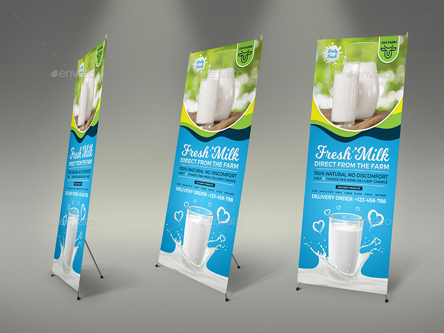 Farm Fresh Milk Signage Banner Roll Up Template, Print Templates ...