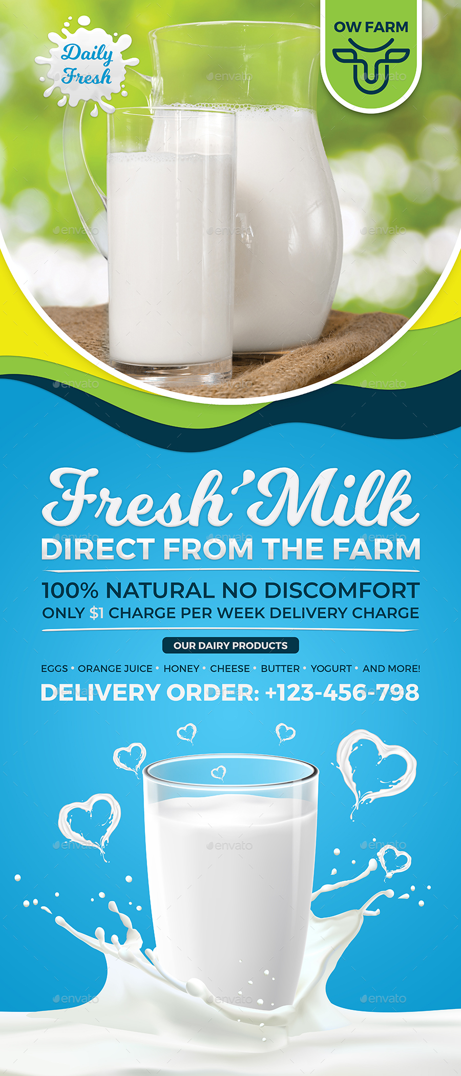Farm Fresh Milk Signage Banner Roll Up Template, Print Templates ...