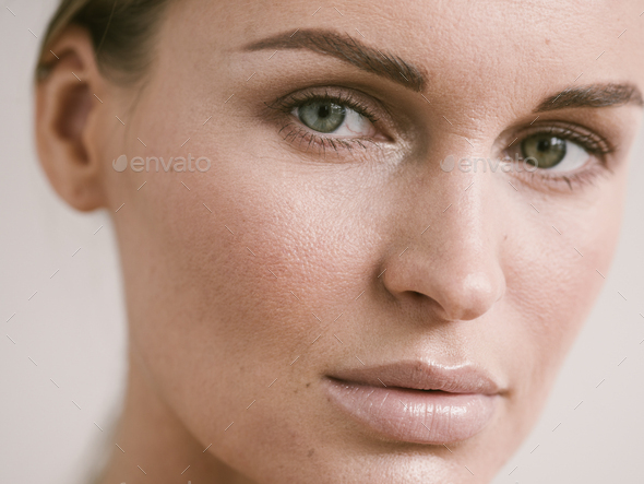Natural beauty skin woman face close up macro model beauty Stock Photo ...