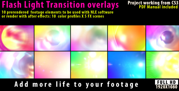 Flash Light Transition Overlay Lense Pack, Motion Graphics | VideoHive