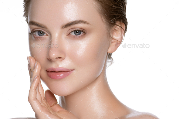 Natural girl healthy hydration clean skin face beautiful model neck ...