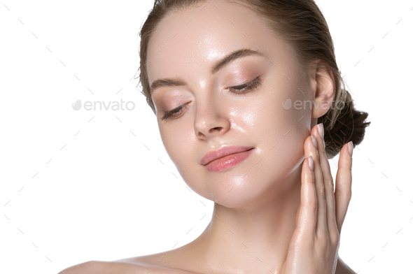 Glamour clear bright young woman healthy hydration clean skin face ...