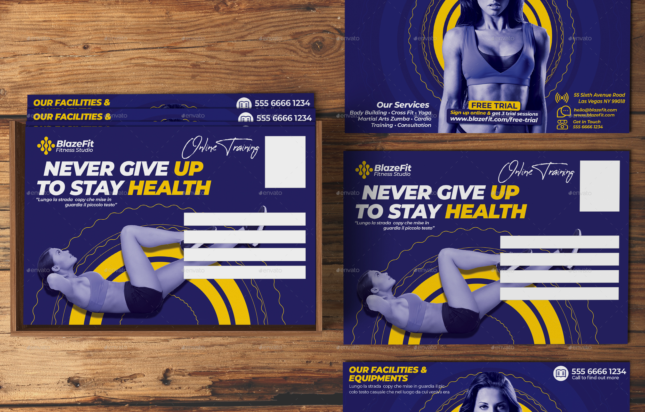 Fitness Online Training Postcard, Print Templates | GraphicRiver