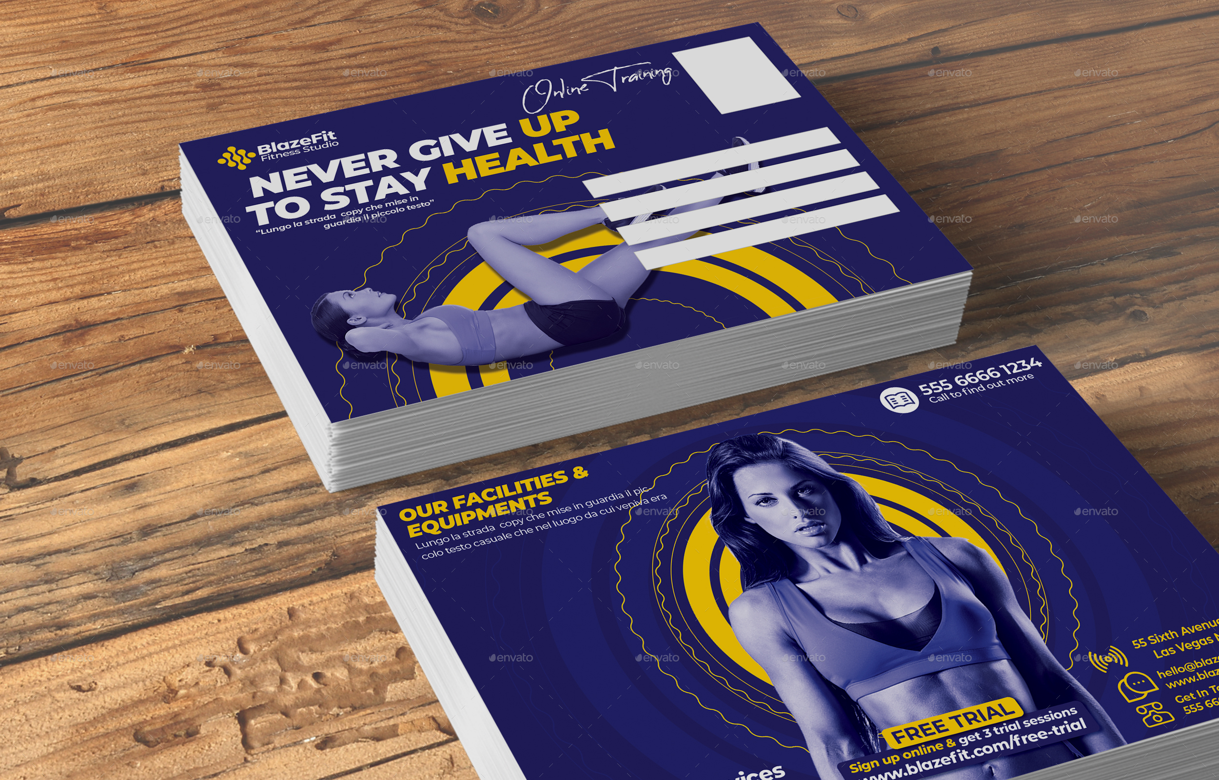Fitness Online Training Postcard, Print Templates | GraphicRiver