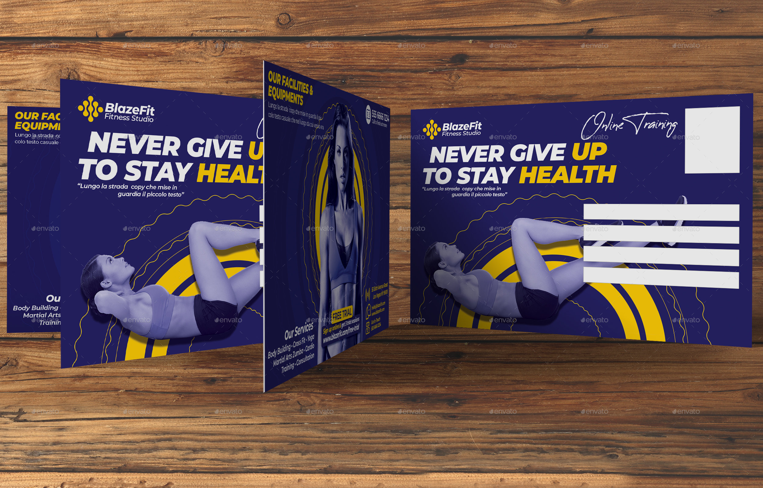 Fitness Online Training Postcard, Print Templates | GraphicRiver