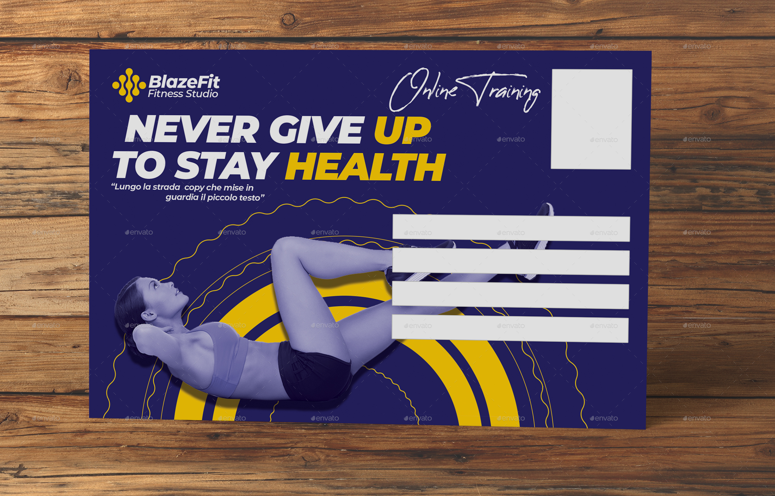 Fitness Online Training Postcard, Print Templates | GraphicRiver