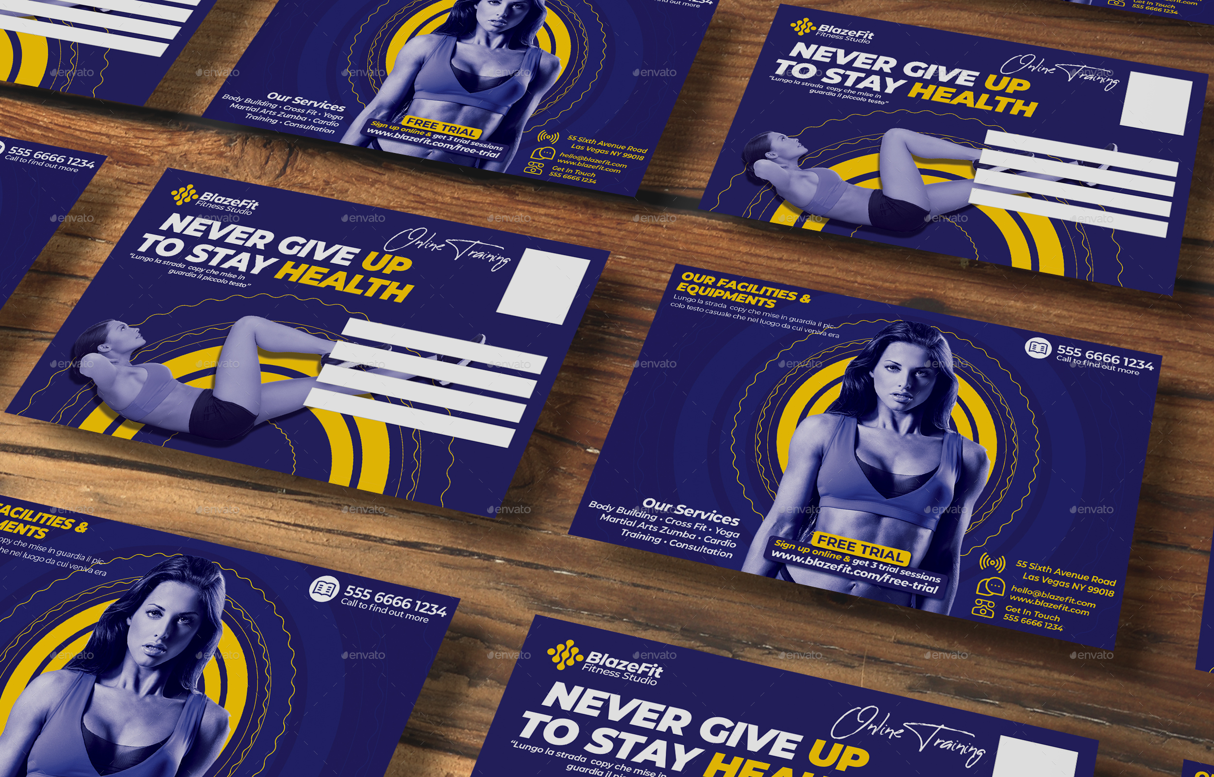 Fitness Online Training Postcard, Print Templates | GraphicRiver