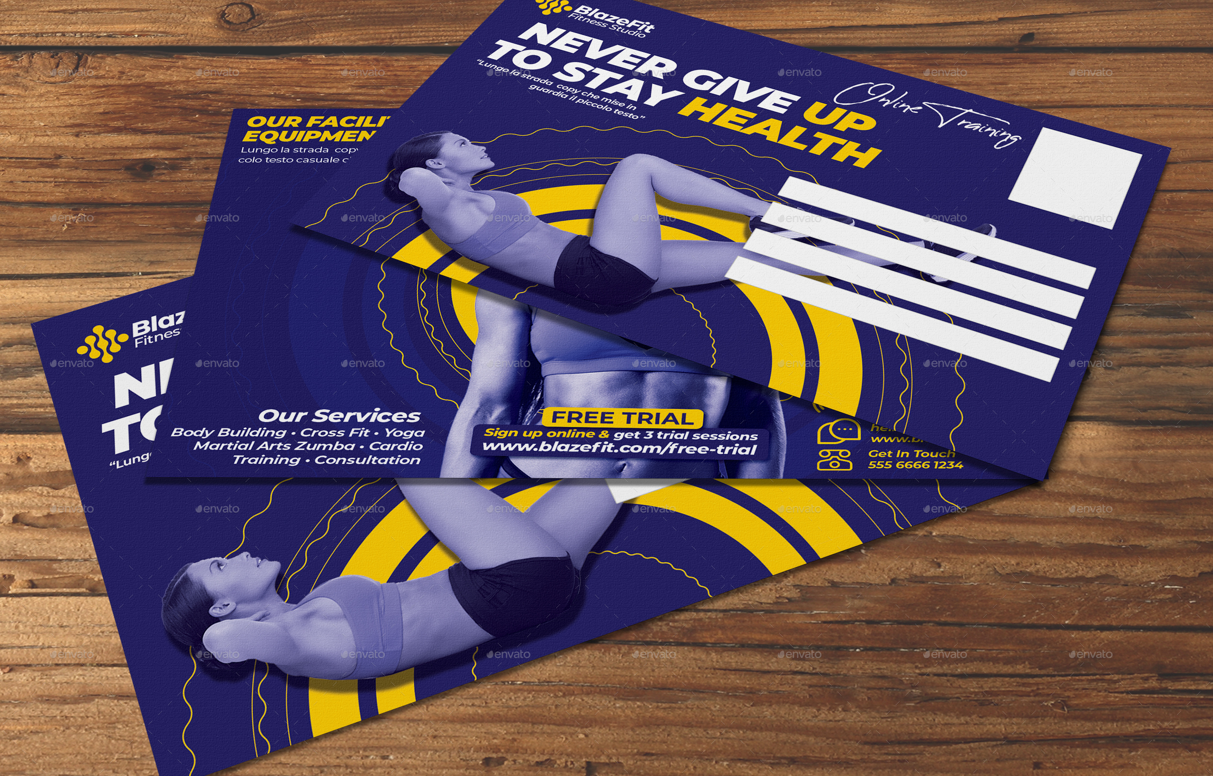 Fitness Online Training Postcard, Print Templates | GraphicRiver