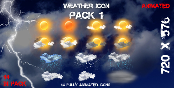 Weather Icons Pack 1, Motion Graphics | VideoHive