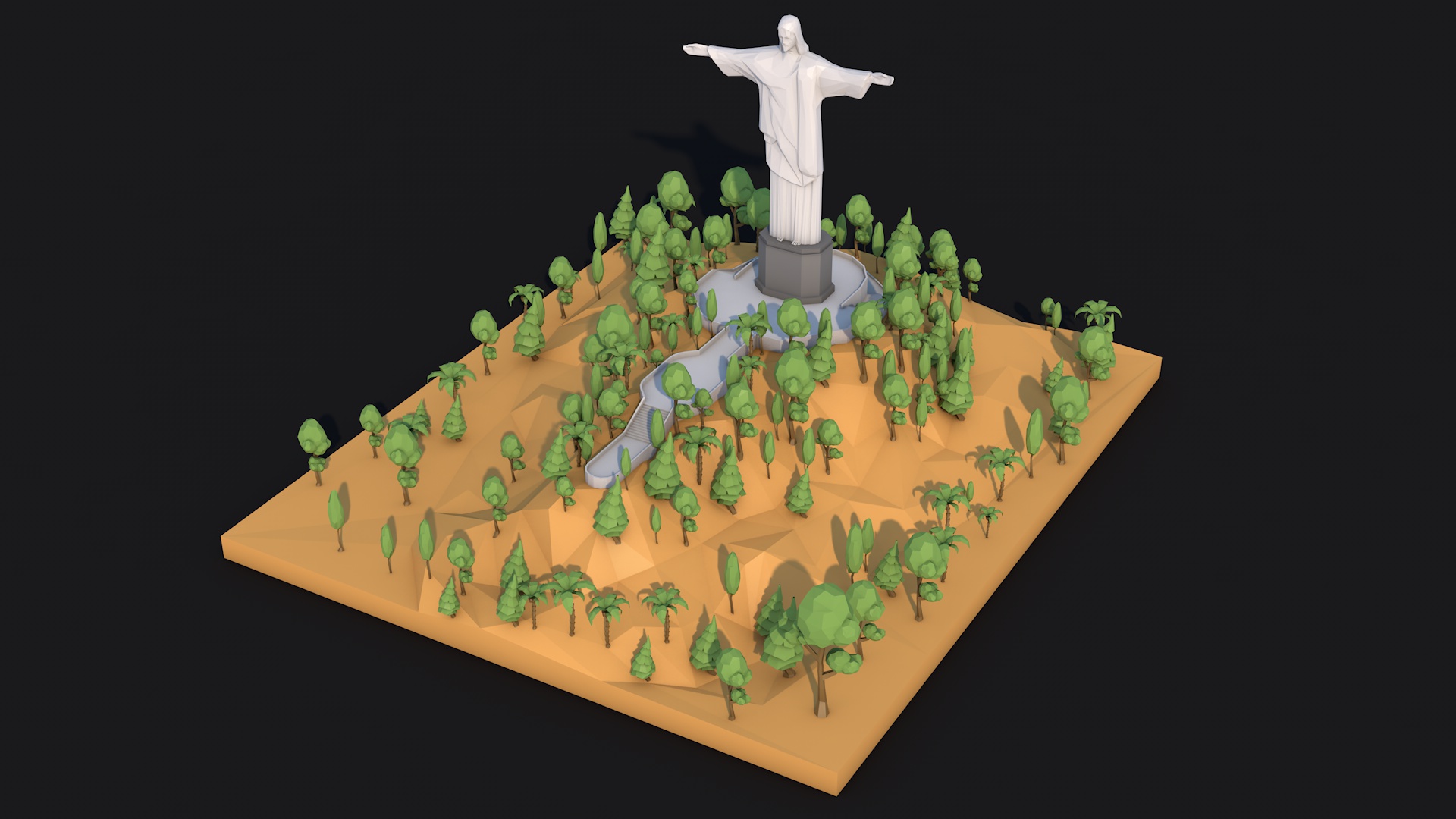 Low Poly Christ The Redeemer Statue Landmark by multimedia4d | 3DOcean