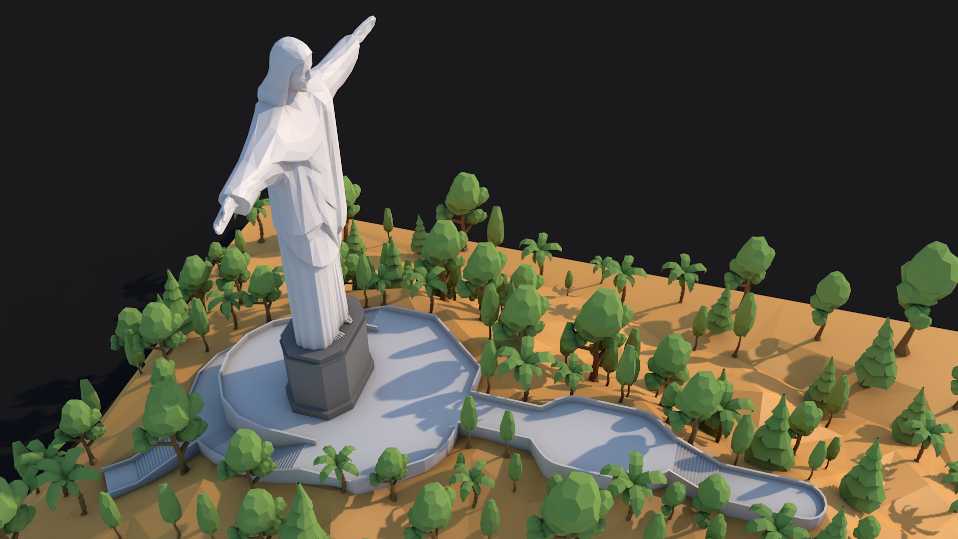 Low Poly Christ The Redeemer Statue Landmark by multimedia4d | 3DOcean