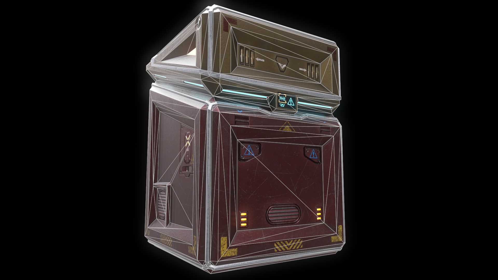Sci-fi Crate (Container, Box) - Openable Door - Low Poly by Aderans3D
