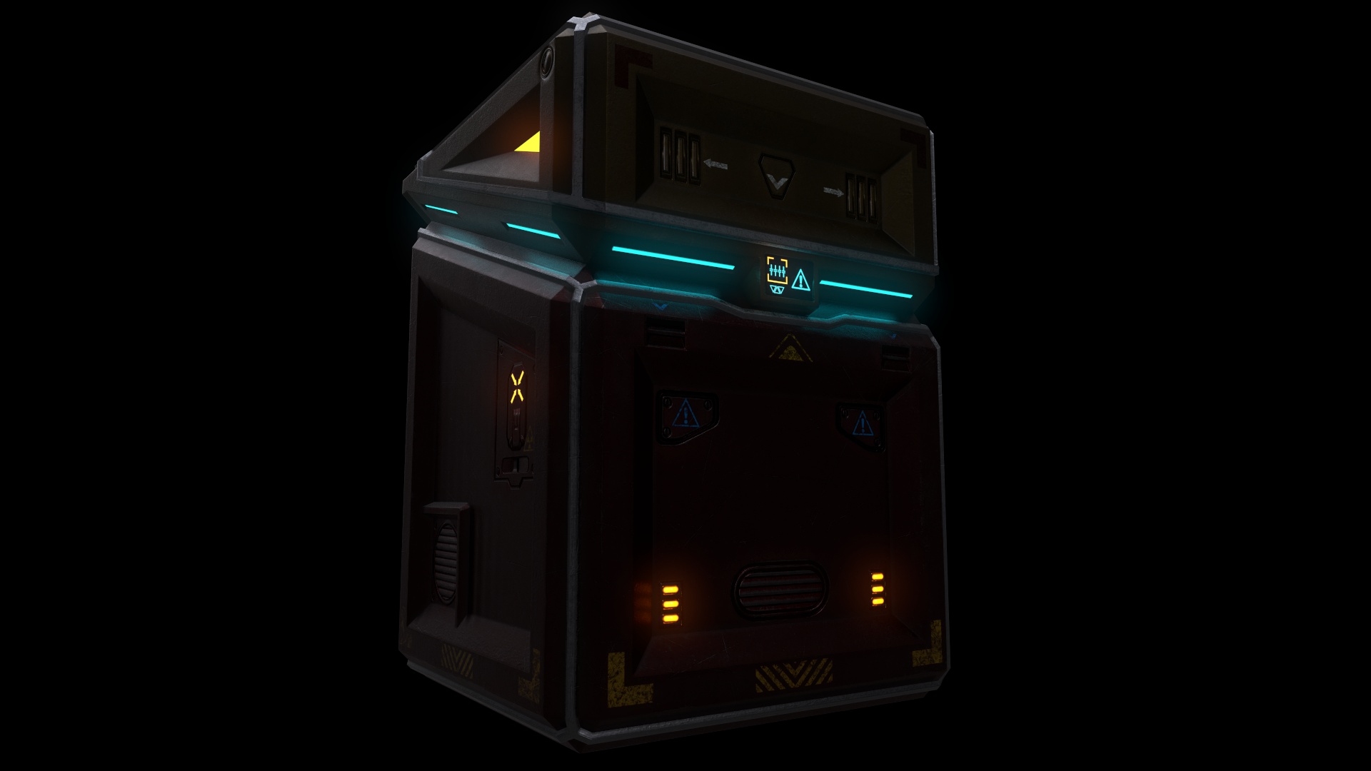 Sci-fi Crate (Container, Box) - Openable Door - Low Poly by Aderans3D