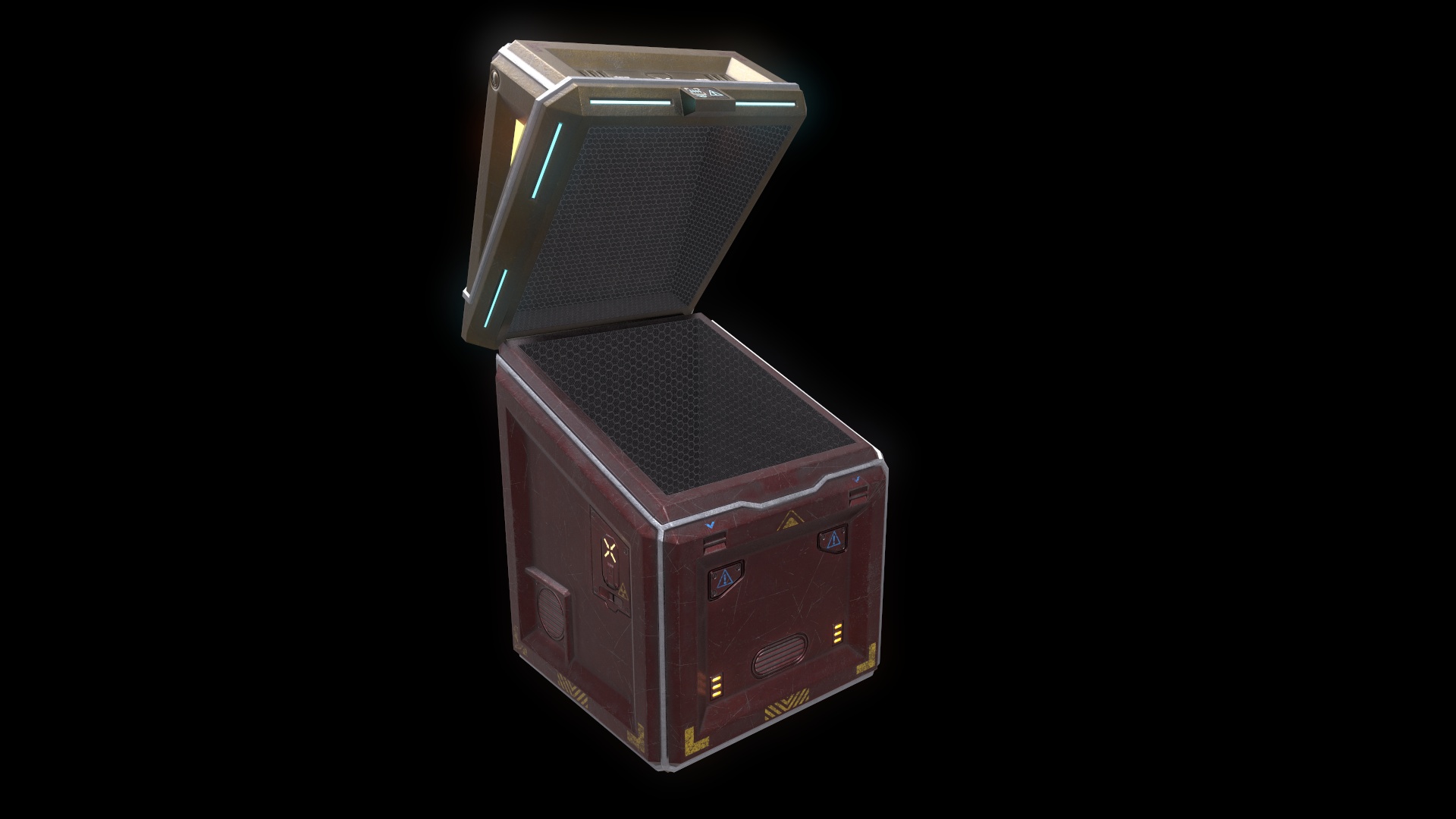 Sci-fi Crate (Container, Box) - Openable Door - Low Poly by Aderans3D