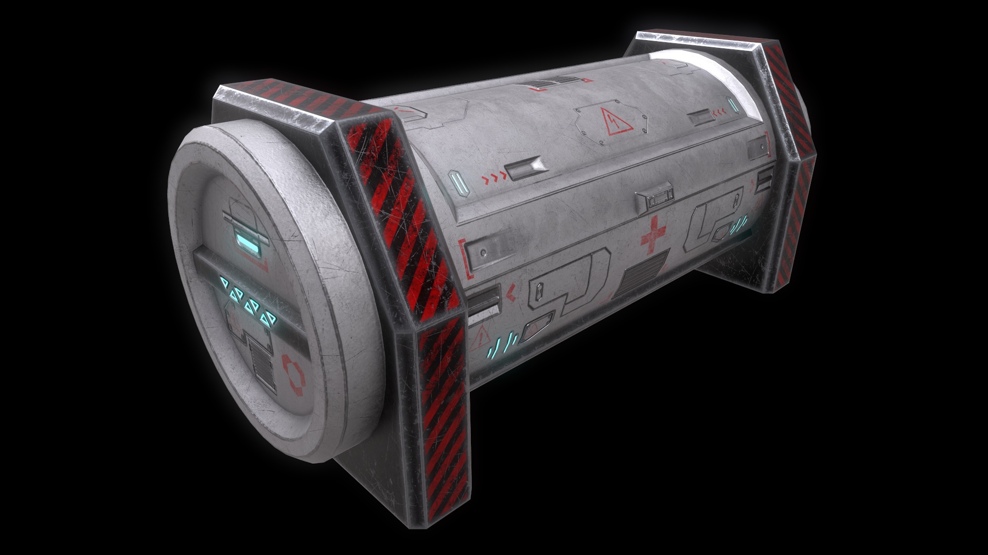 Sci-fi Crate (Container, Box) - Openable Door - Low Poly by Aderans3D