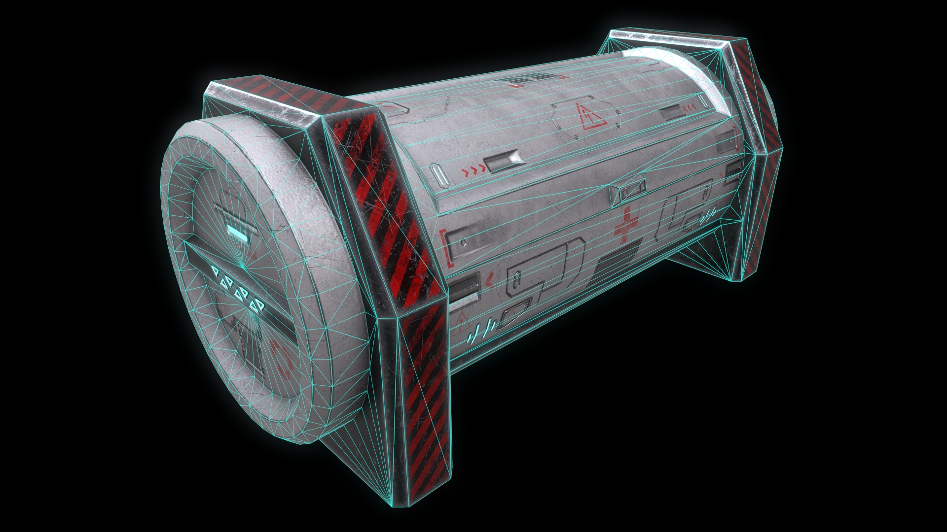Sci-fi Crate (Container, Box) - Openable Door - Low Poly by Aderans3D