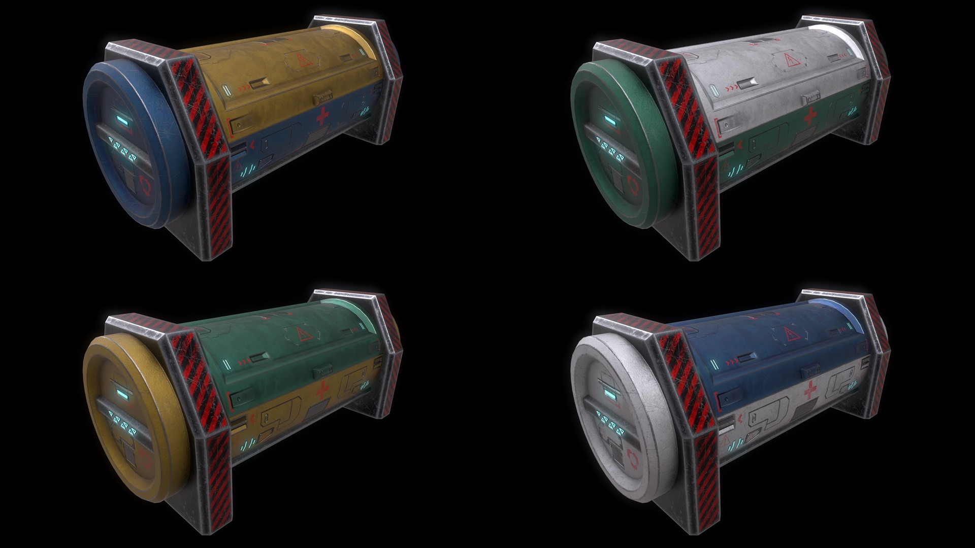 6 Models Sci-fi Crate Pack (Container, Box) - Openable Door - Low Poly ...