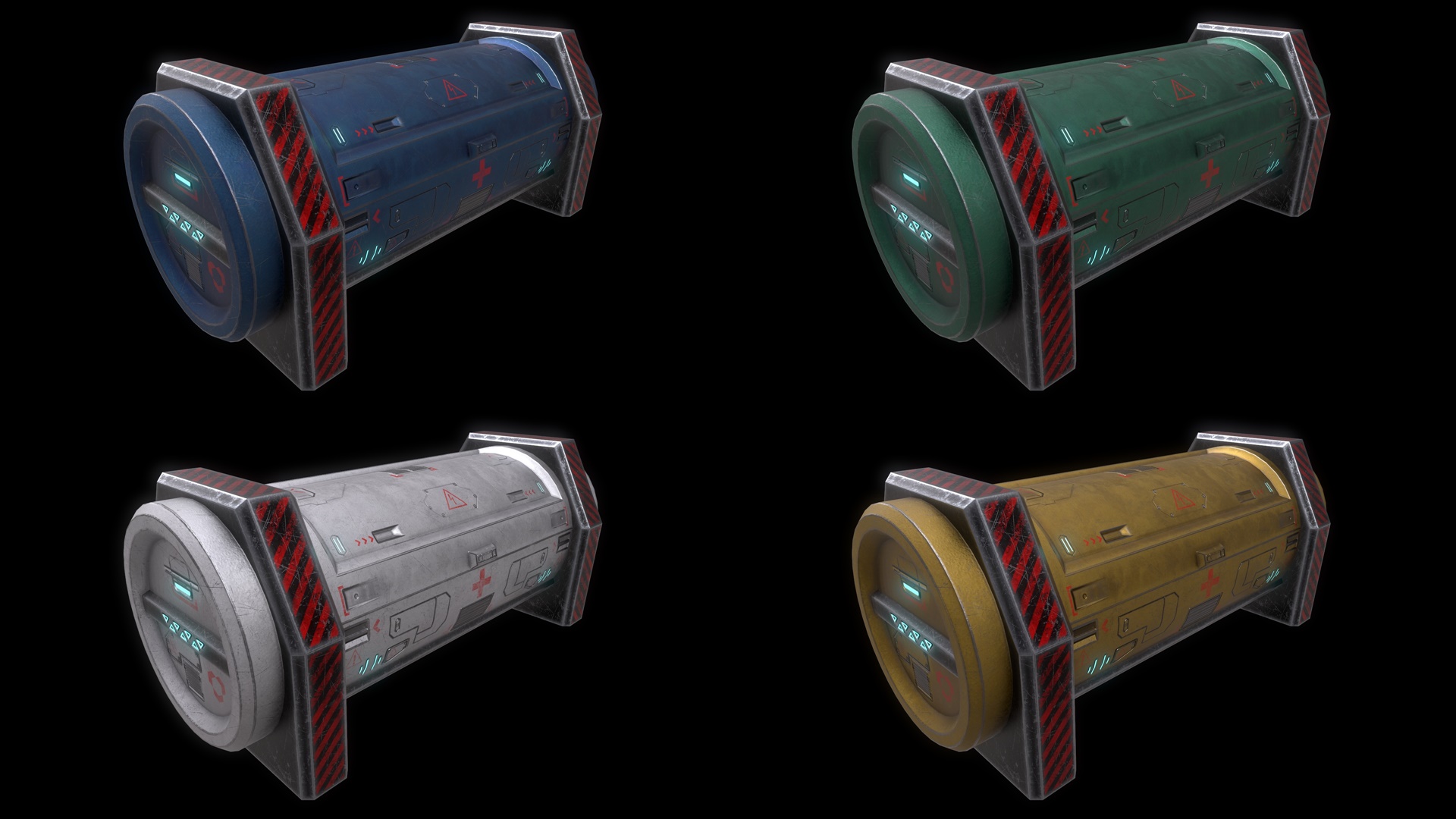 6 Models Sci-fi Crate Pack (Container, Box) - Openable Door - Low Poly ...