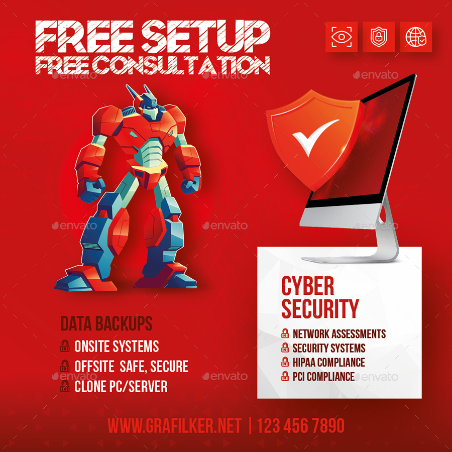 Computer Service Social Media Templates, Web Elements | GraphicRiver