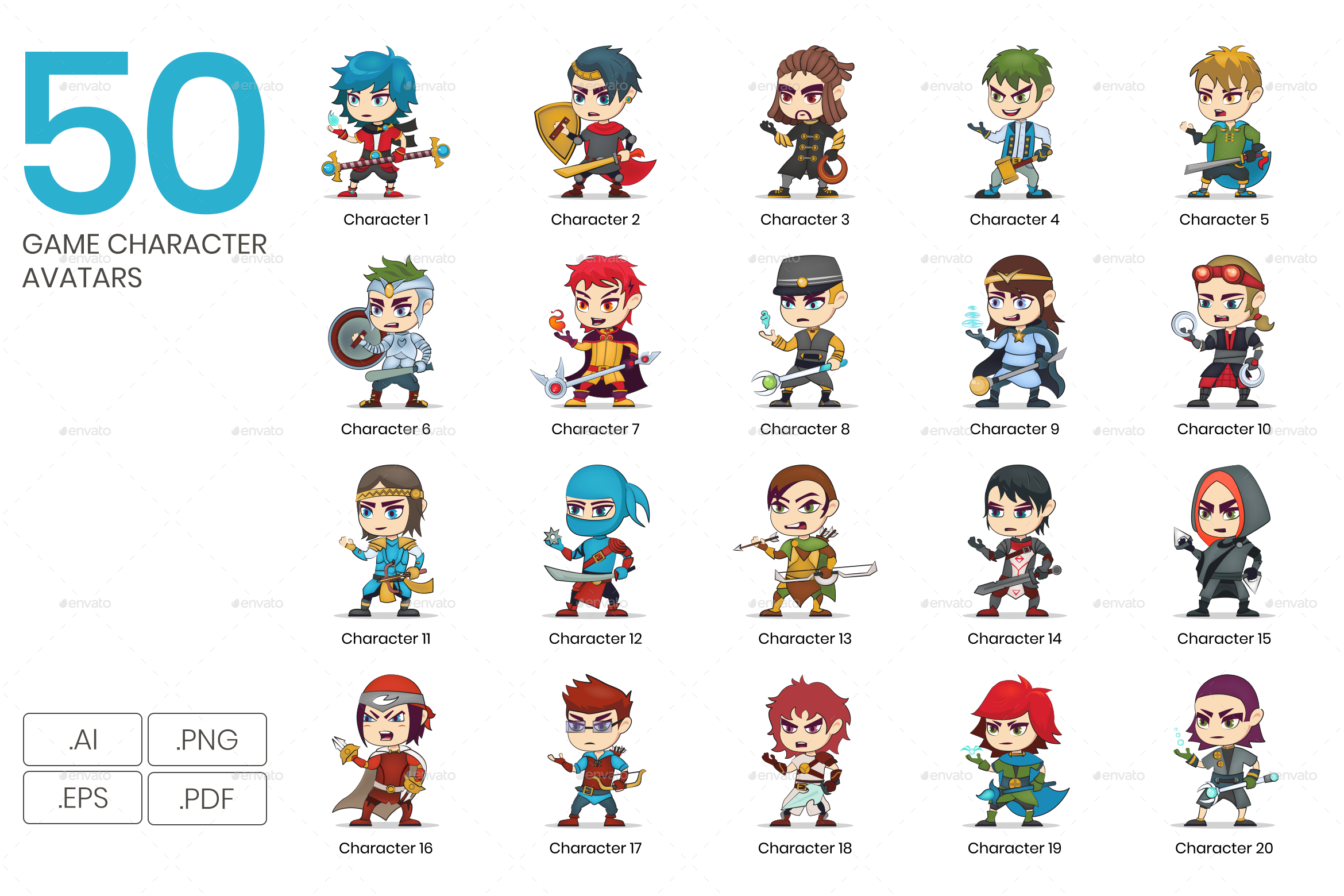 Game Character Avatars Set, Vectors | GraphicRiver