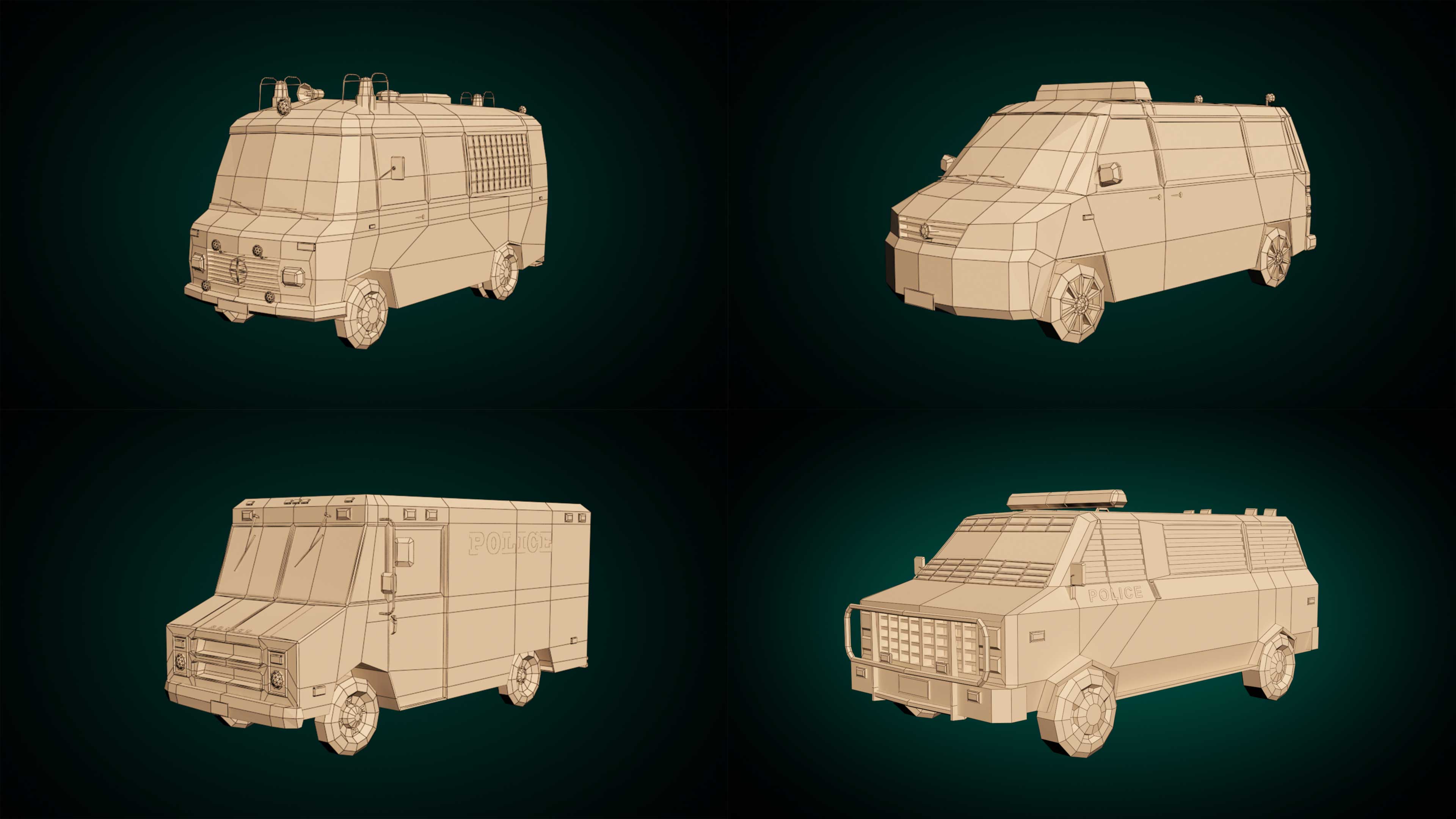 Low Poly Police Van Pack by Linder-Media | 3DOcean