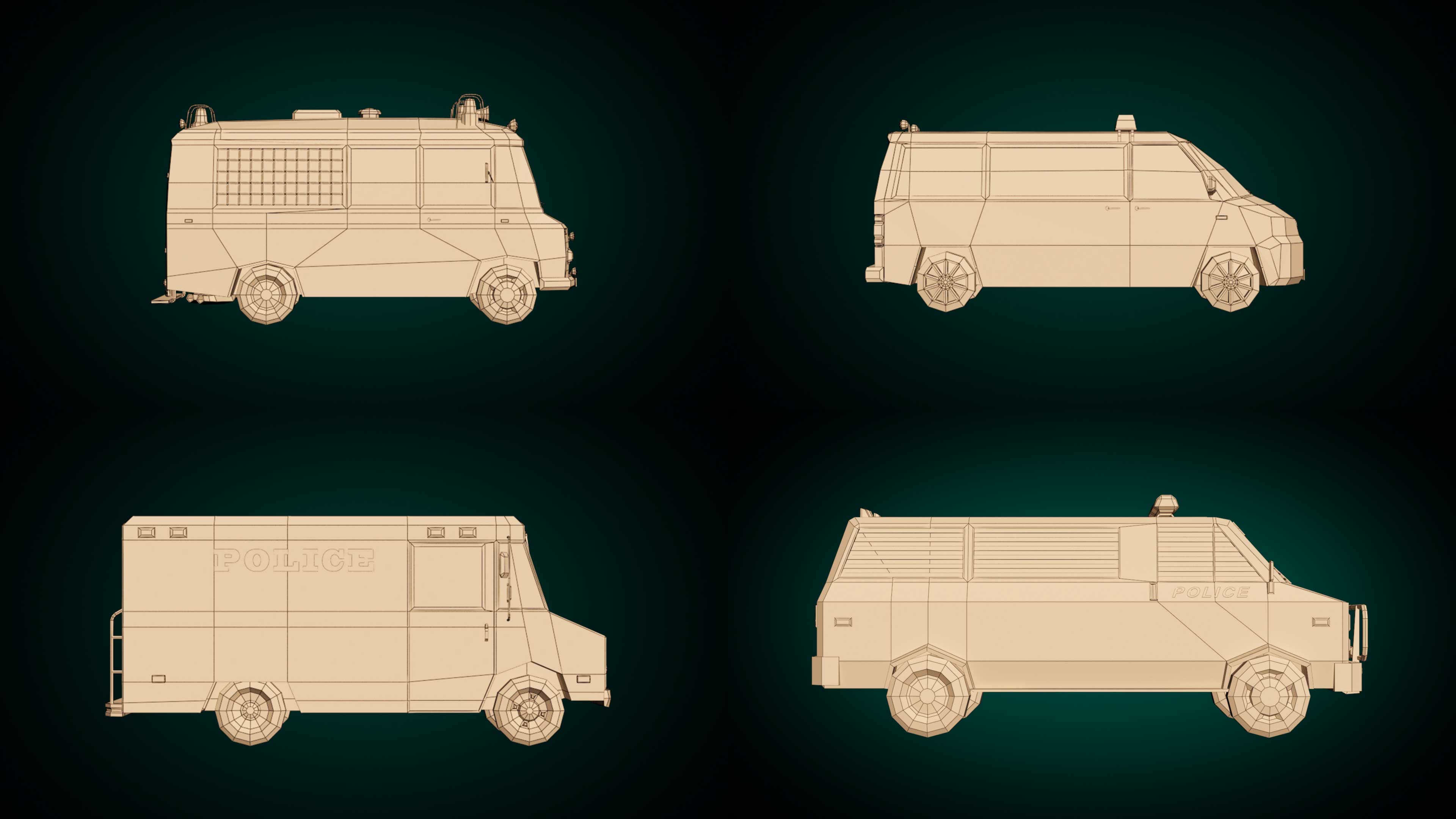 Low Poly Police Van Pack by Linder-Media | 3DOcean
