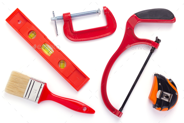 set of construction tools isolated at white Stock Photo by seregam
