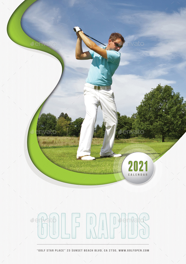 Golf Play Wall Calendar A3 2021 V02, Print Templates | GraphicRiver