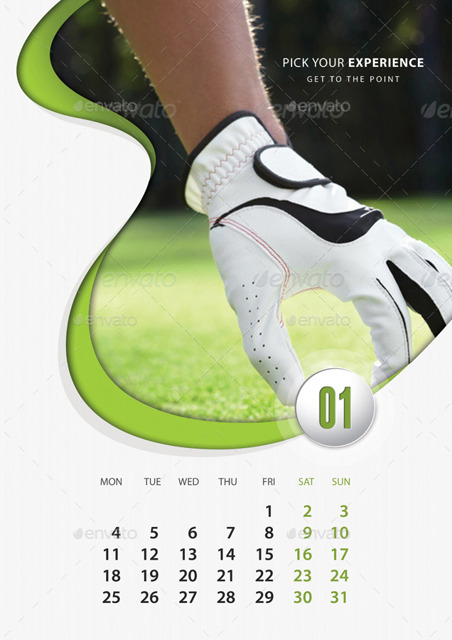 Golf Play Wall Calendar A3 2021 V02, Print Templates | GraphicRiver