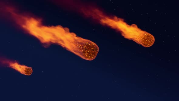 Meteor Shower Burning Up In The Earth's Atmosphere With A Starry Sky In ...