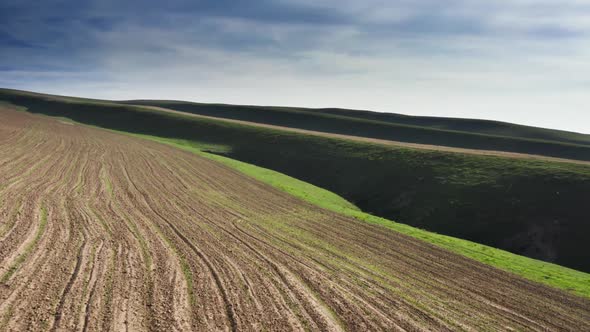 Tilled Farm Land Aerial View at Highlands, Stock Footage | VideoHive