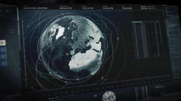 Futuristic scanner is tracking the location of available satellite ...