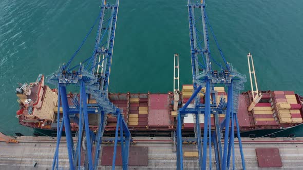 Aerial View Port Louis Mauritius Island Container Port, Stock Footage