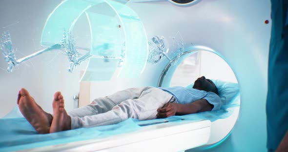 Black Man During Futuristic Full Body CT Scan, Stock Footage | VideoHive