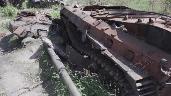 Exploded Military Equipment During the War in Ukraine, Stock Footage