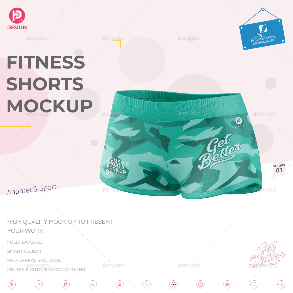 Fitness Shorts Mockup V1, Graphics | GraphicRiver
