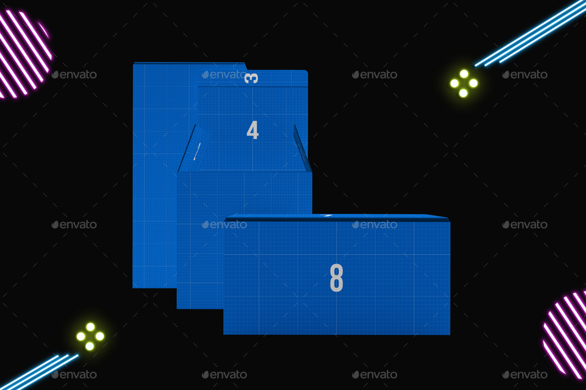 Neon Boxes Mockup, Graphics | GraphicRiver