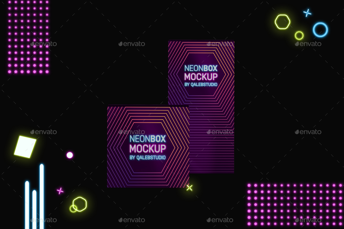 Neon Boxes Mockup, Graphics | GraphicRiver