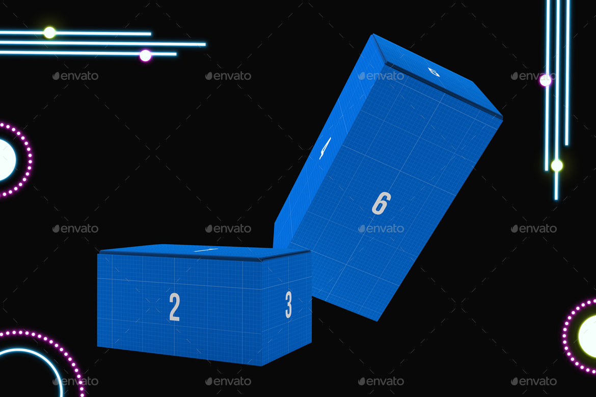 Neon Boxes Mockup, Graphics | GraphicRiver