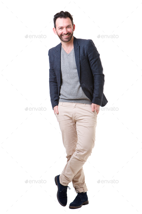 Full body handsome man with beard posing against white background Stock ...