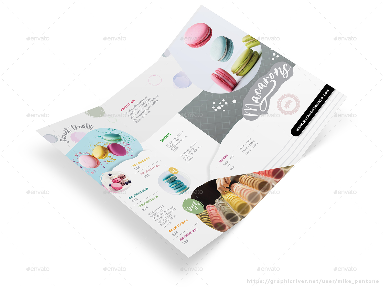 Macarons Store Trifold Brochure by Mike_pantone | GraphicRiver