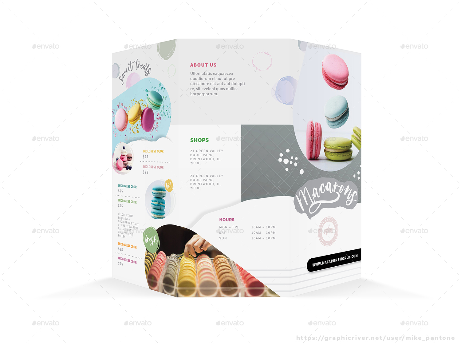 Macarons Store Trifold Brochure, Print Templates | GraphicRiver