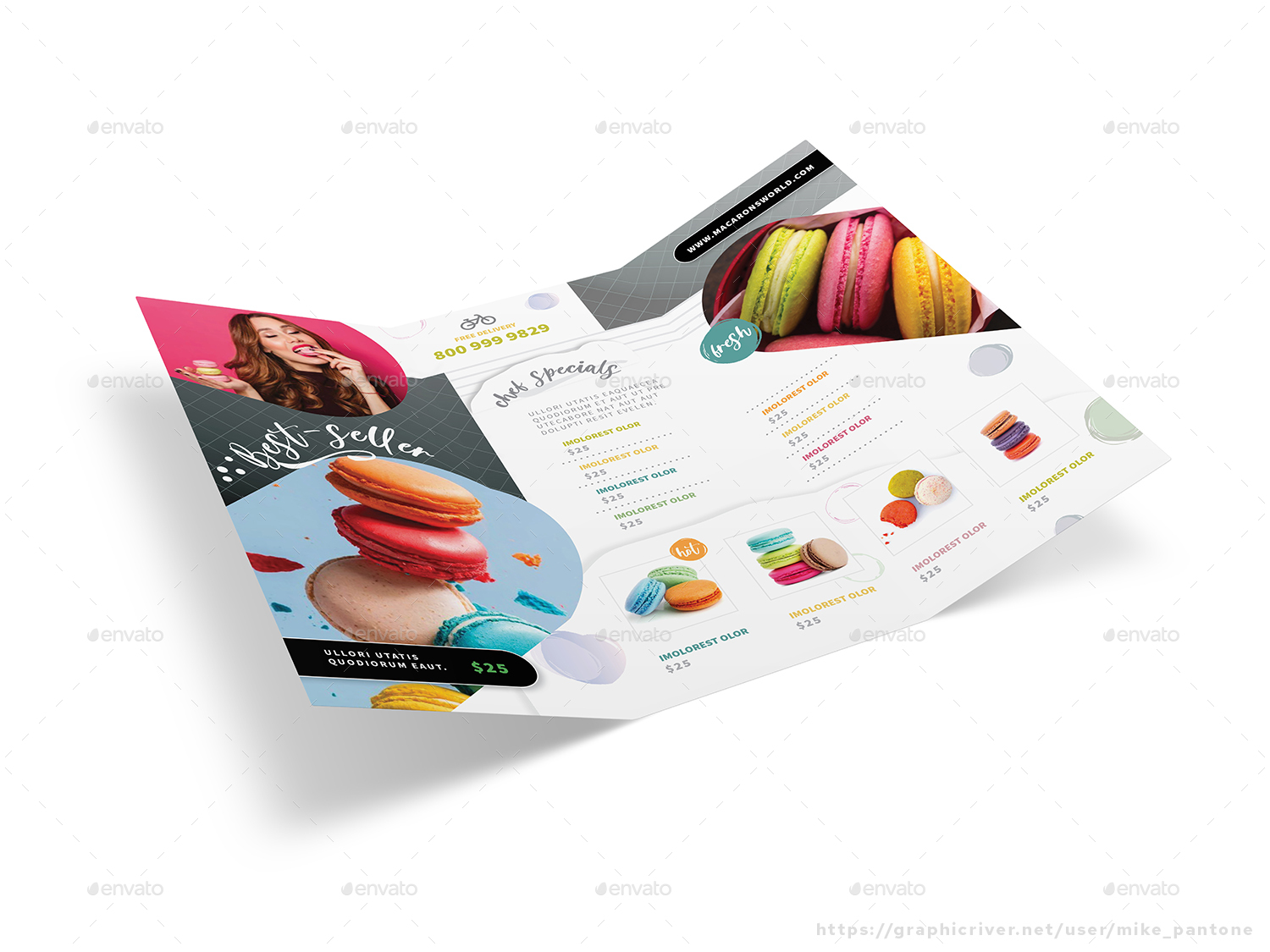 Macarons Store Trifold Brochure, Print Templates | GraphicRiver