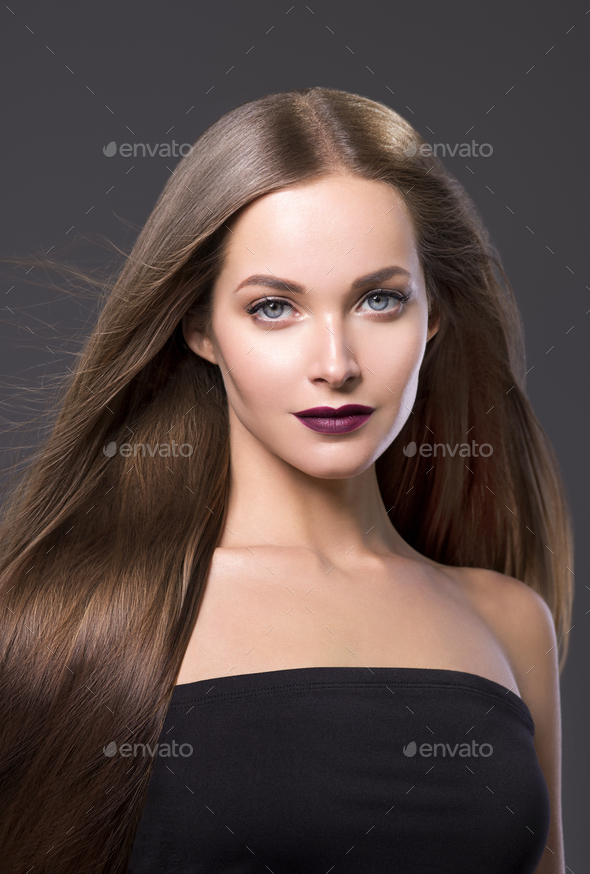 Smooth hair women brunette long hair beauty hairstyle beautiful young ...