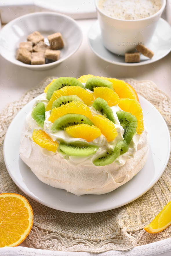 Pavlova meringue cake Stock Photo by voltan1 | PhotoDune