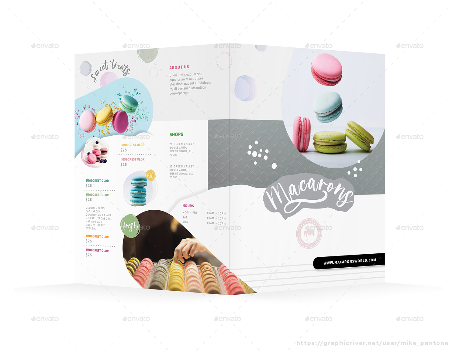 Macarons Store Bifold Brochure, Print Templates | GraphicRiver