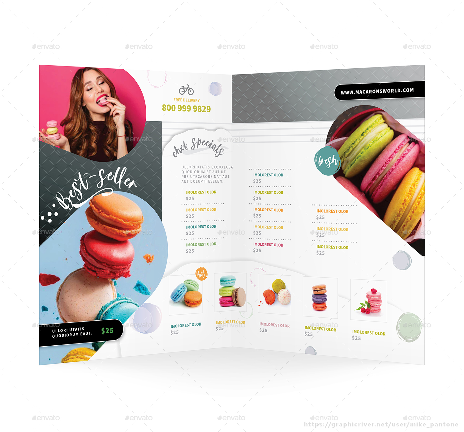 Macarons Store Bifold Brochure, Print Templates | GraphicRiver