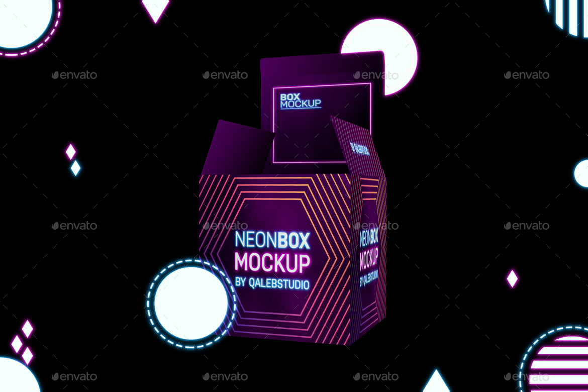 Neon Box Mockup, Graphics | GraphicRiver